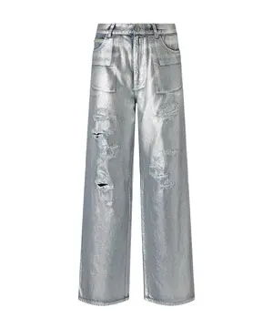 Pinko Loose-fit Laminated Denim Jeans