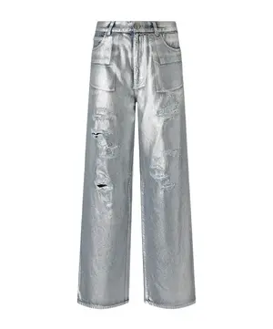 Pinko Loose-fit Laminated Denim Jeans