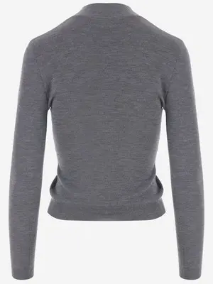 Gucci Fine Rib Knit Wool Top With Horsebit Detail