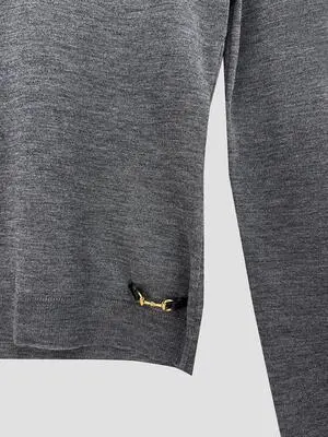 Gucci Fine Rib Knit Wool Top With Horsebit Detail