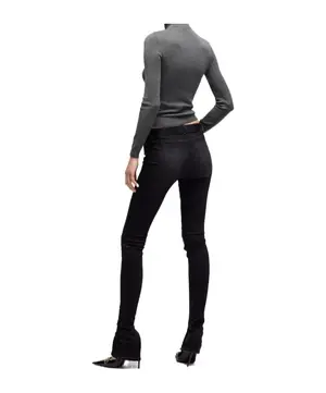 Gucci Fine Rib Knit Wool Top With Horsebit Detail - Grey