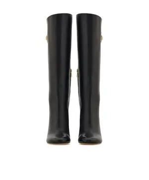 FERRAGAMO Knee High Buckled Boots - Black