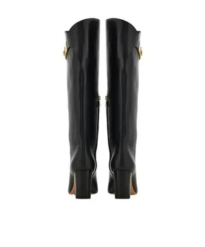 FERRAGAMO Knee High Buckled Boots - Black