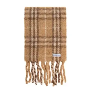Burberry Narrow Check Fringed Scarf