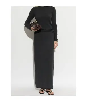 LISA YANG Knitted Maxi Skirt - Grey