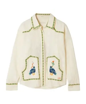 MOTHER Embroidered Long-sleeve Collared Shirt