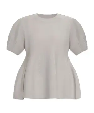 LISA YANG Mella Short-sleeve Knitted Top - Grey