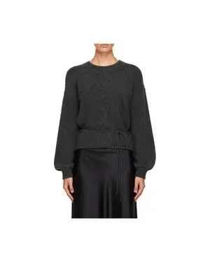 ST. AGNI Crew Neck Knit Sweater With Drawstring Detail - No