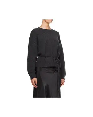 ST. AGNI Crew Neck Knit Sweater With Drawstring Detail - No