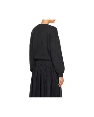 ST. AGNI Crew Neck Knit Sweater With Drawstring Detail - No