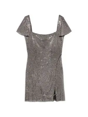SELF-PORTRAIT Embellished Mini Dress - Grey