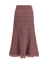 SELF-PORTRAIT Frayed Knit Midi Skirt