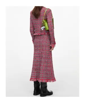 SELF-PORTRAIT Frayed Knit Midi Skirt