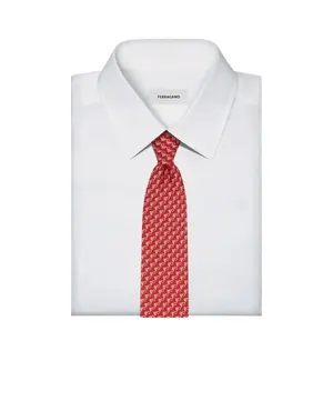 FERRAGAMO Owl Print Silk Tie - Red