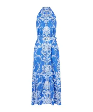 Borgo De Nor Printed Halter Neck Maxi Dress With Belt