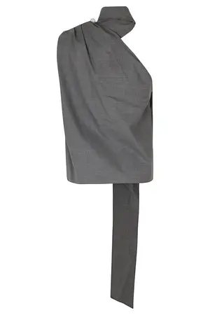 Giuseppe Di Morabito High Neck Sleeveless Top With Ribbon Ties - Dark Gray