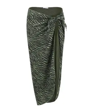 Oseree Zebra Motif Lurex Pareo Skirt - Green-black