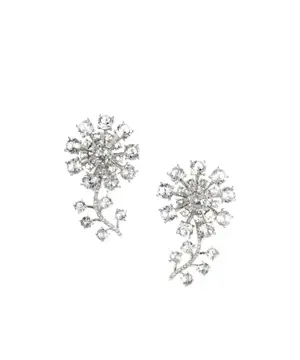 SELF-PORTRAIT Silver Flower Crystal Earrings