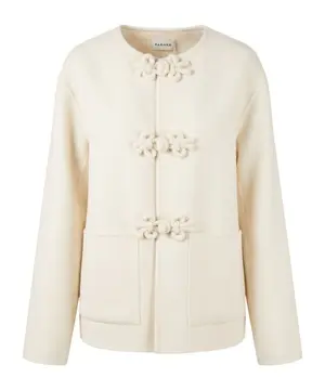P.a.r.o.s.h Long-sleeve Casual Jacket With Patch Pockets And Front Button Closure - Cream