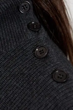 LISA YANG Sabrine Buttoned Turtleneck Knitted Sweater