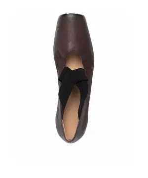 UMA WANG Square Toe Ballet Flats - Brown/black