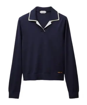 Versace Wool Knit Polo Sweater With Embroidered Logo - Blue