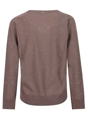 Herno V-neck Knitted Jumper With Speckled Finish