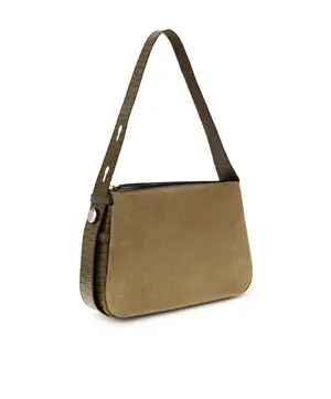 Tory Burch Romy Suede Shoulder Bag - Beige