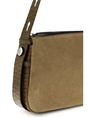 Tory Burch Romy Suede Shoulder Bag - Beige