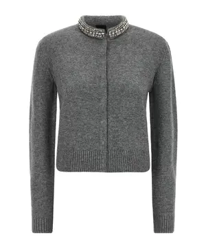 Pinko High Neck Embellished Cropped Sweater