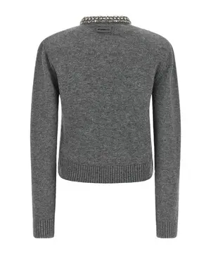 Pinko High Neck Embellished Cropped Sweater