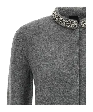 Pinko High Neck Embellished Cropped Sweater