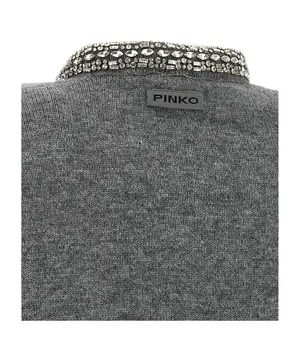 Pinko High Neck Embellished Cropped Sweater
