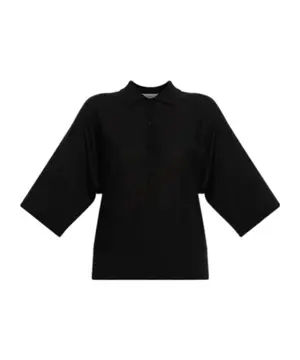 LISA YANG Norie Polo Knitted Top - Black