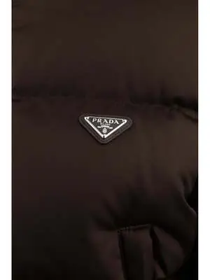 Prada Re-nylon Cropped Down Jacket - Cocoa Brown