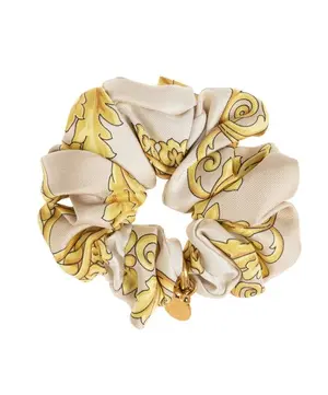 Versace Barocco Print Medusa Pendant Scrunchie - Yellow