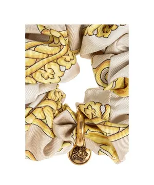 Versace Barocco Print Medusa Pendant Scrunchie - Yellow