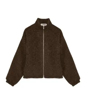 JIL SANDER High Neck Zip-up Fleece Jacket With Drop Shoulders - Brown