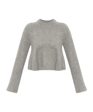 LISA YANG Portia Peplum Knitted Sweater - Grey