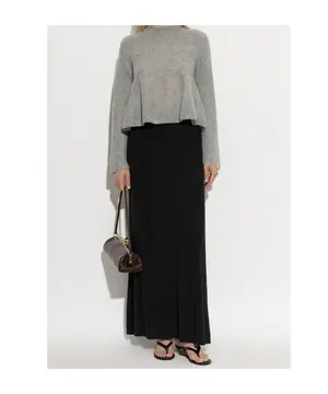 LISA YANG Portia Peplum Knitted Sweater - Grey