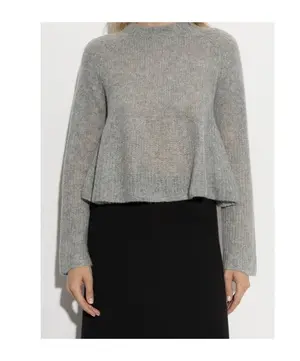 LISA YANG Portia Peplum Knitted Sweater - Grey