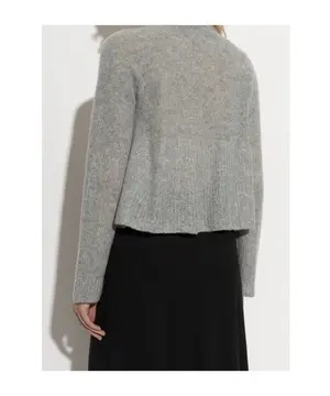 LISA YANG Portia Peplum Knitted Sweater - Grey