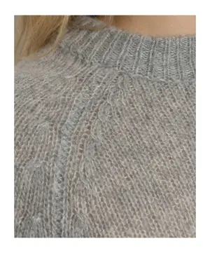 LISA YANG Portia Peplum Knitted Sweater - Grey