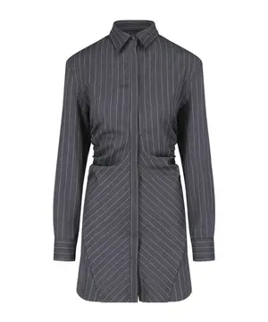 DONDUP Buttoned Striped Shirt Dress - Grey