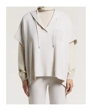 Peserico Short-sleeve V-neck Hoodie With Drawstring