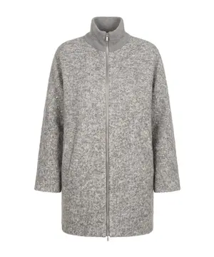 Peserico Ribbed Collar Zip-up Coat With Sequins