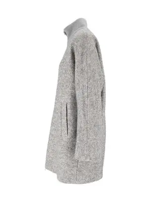 Peserico Ribbed Collar Zip-up Coat With Sequins - Grey