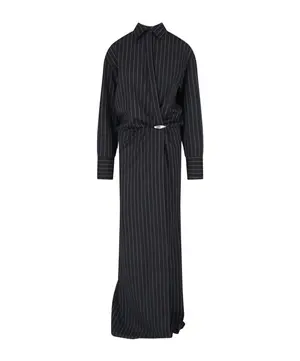 DONDUP Erotica Striped Maxi Shirt Dress