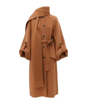 Zimmermann Long-sleeved Belted Coat With Detachable Scarf