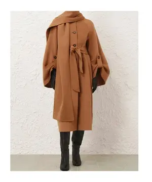 Zimmermann Long-sleeved Belted Coat With Detachable Scarf